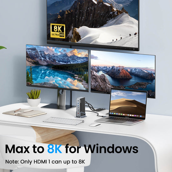 DS-C08 DisplayLink Docking Station 3 Monitors USB C Laptop Dock with 1 ...